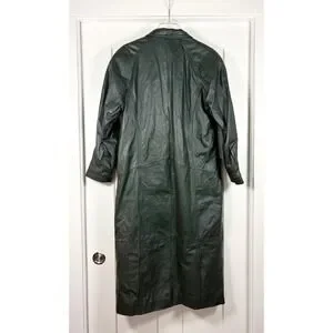 Nimbus | Jackets & Coats | Vintage 8s Nimbus Green Long Leather Trench ...